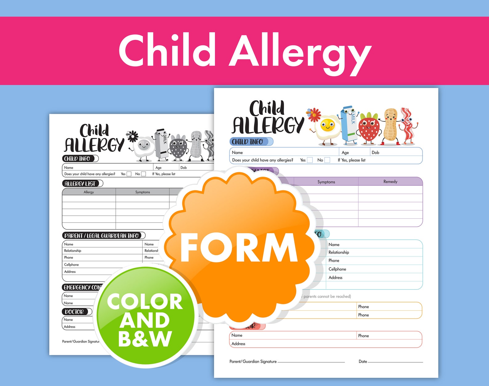 Child Allergy Form - Ensure Safety With Daycare Allergy List Management ...
