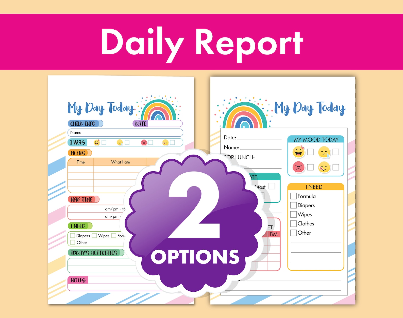 Daily Report Form for Daycare - Ideal for Nanny, Childcare Providers ...