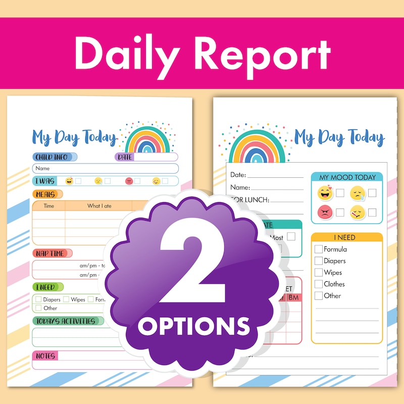 Toddler Daily Report - Etsy