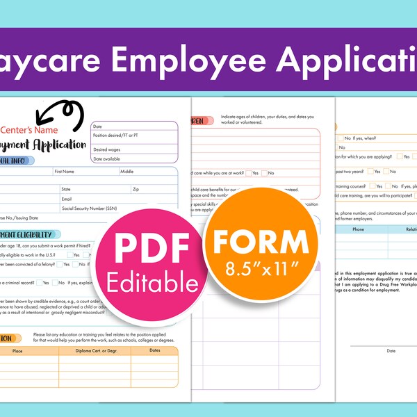 Preschool Application Form Editable - Etsy