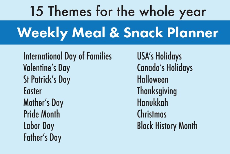Weekly Meal and Snack Planner Forms for Daycare and Childcare - Etsy