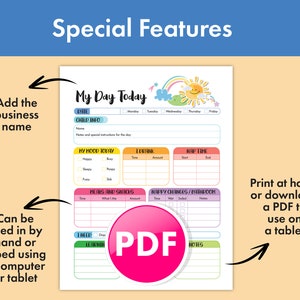 Toddler & Baby Daily Report Sheet - Childcare Routine - Baby Daily Log ...