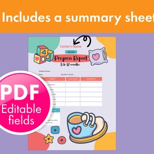 8 to 12 Months Progress Report Developmental Milestones and Fillable ...