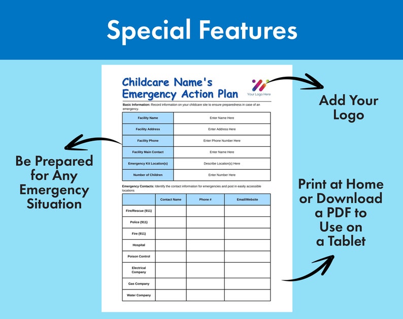 Emergency Plan Template for Daycares, Childcare and Preschools ...