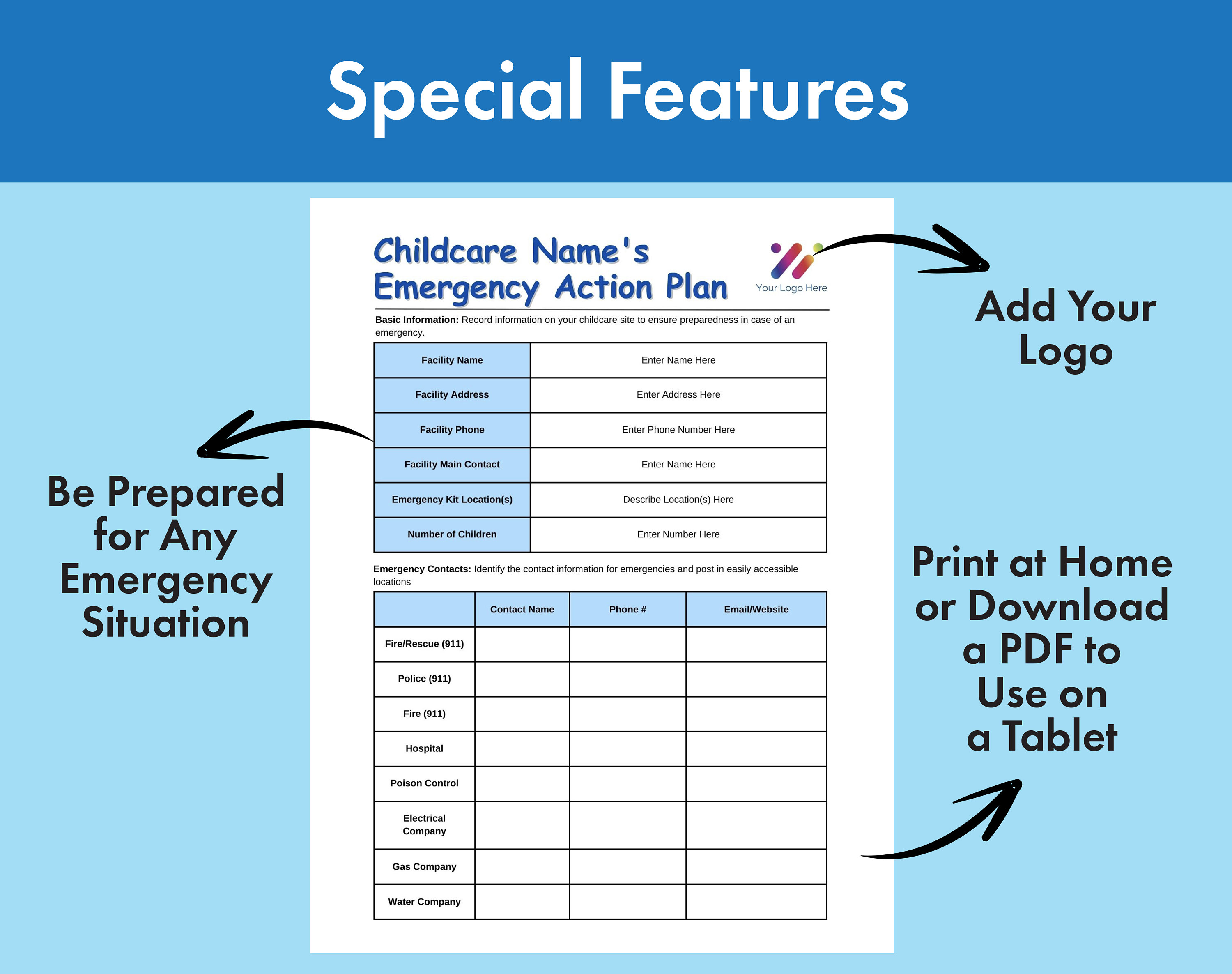 Emergency Plan Template for Daycares, Childcare and Preschools ...