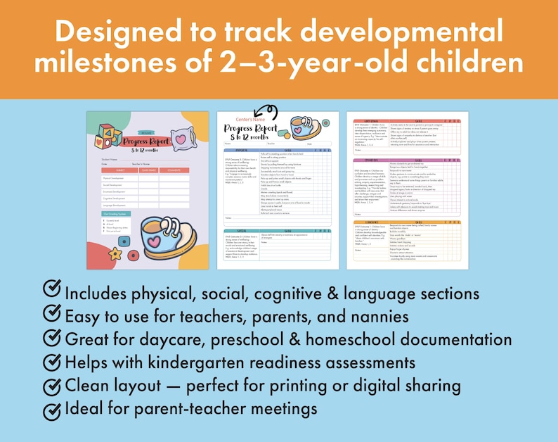 2–3 Year Old Toddler Progress Report | Editable Fillable PDF ...