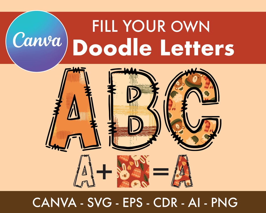 Fall Canva Doodle Letter Alphabet Frame Template Customize - Etsy