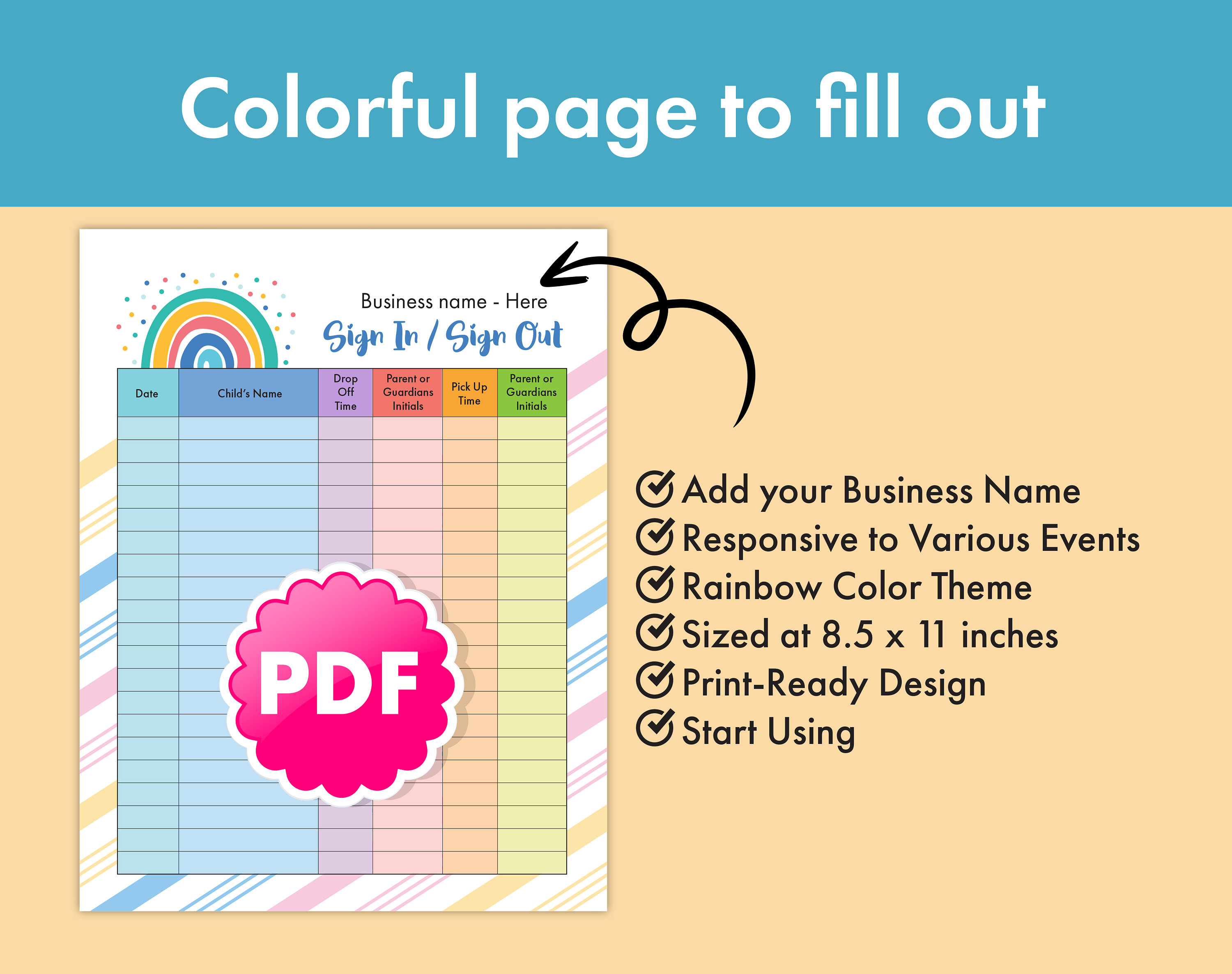 Make Attendance Fun With Our Colorful Rainbow Sign in and Sign Out ...