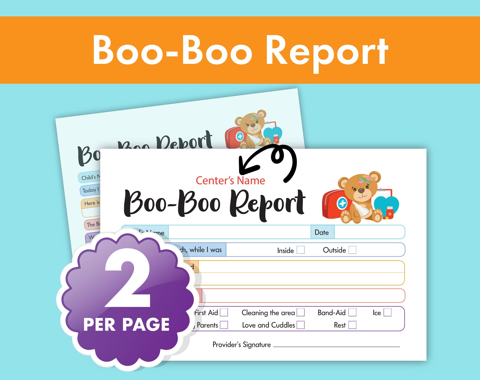 Daycare Boo Boo Report Form - Incident Report Form - Ouch Report Form ...