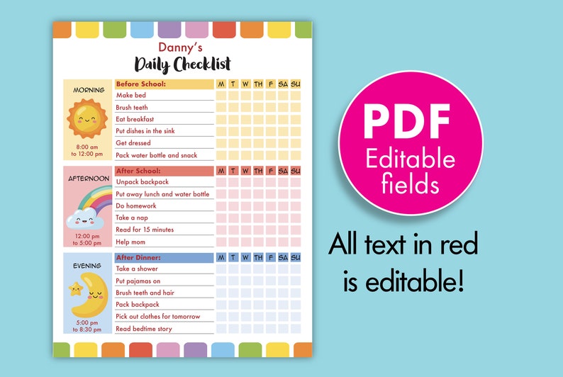 Daily Routine Responsibility Chart, Homeschool Planner to Do List, Kids ...