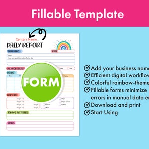 Efficient Daily Report Form for Daycare, Preschool, and Childcare ...