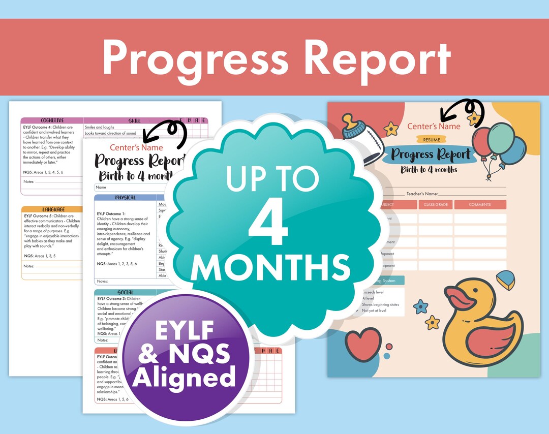 Up to 4 Months Progress Report Form | Tracker for Baby Development ...
