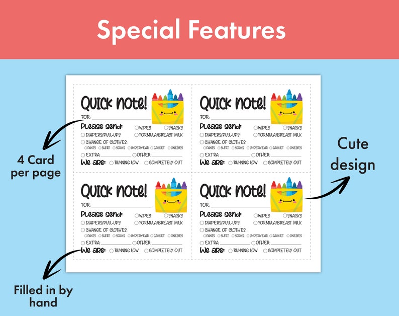 Quick Note - Teacher's Request Form - Perfect for Daycare, Childcare ...