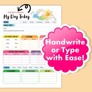 Toddler & Baby Daily Report Sheet - Childcare Routine - Baby Daily Log ...
