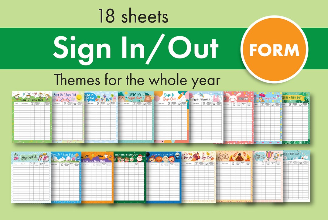 Year-round Daycare Sign in and Out Forms Stay Organized With Style Form ...