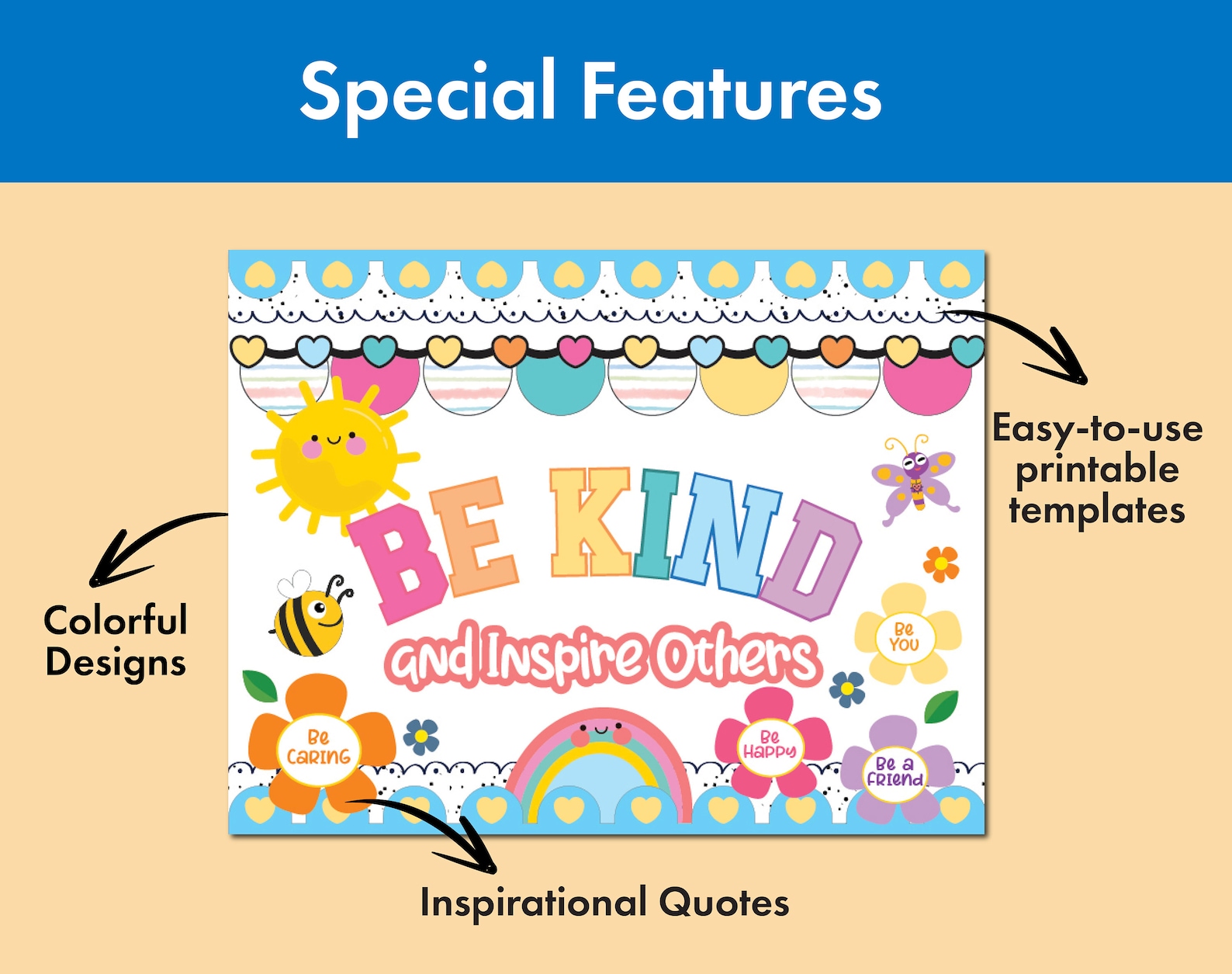 Be Kind Bulletin Board Printable | Kindness Classroom Decor ...