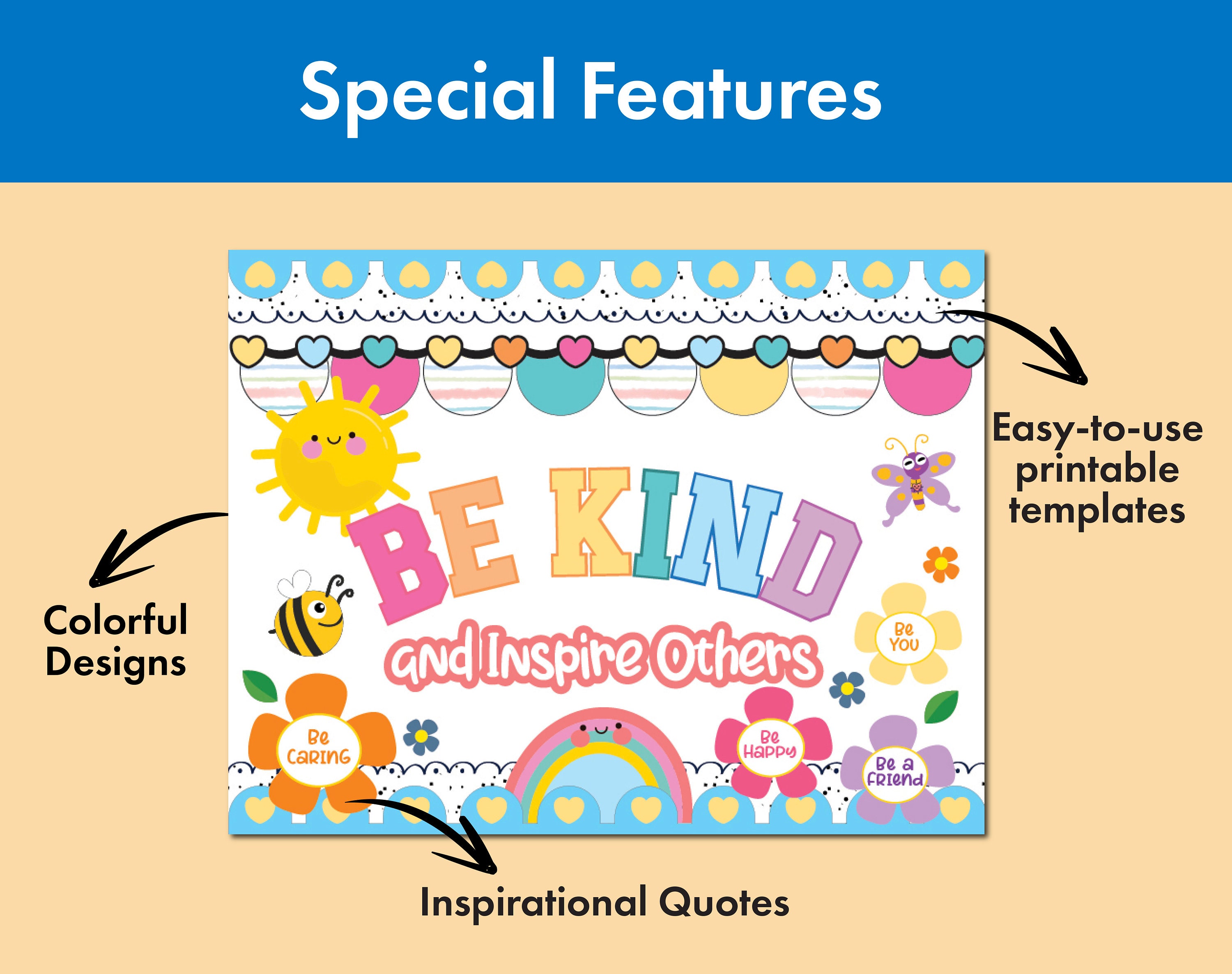 Be Kind Bulletin Board Printable | Kindness Classroom Decor ...