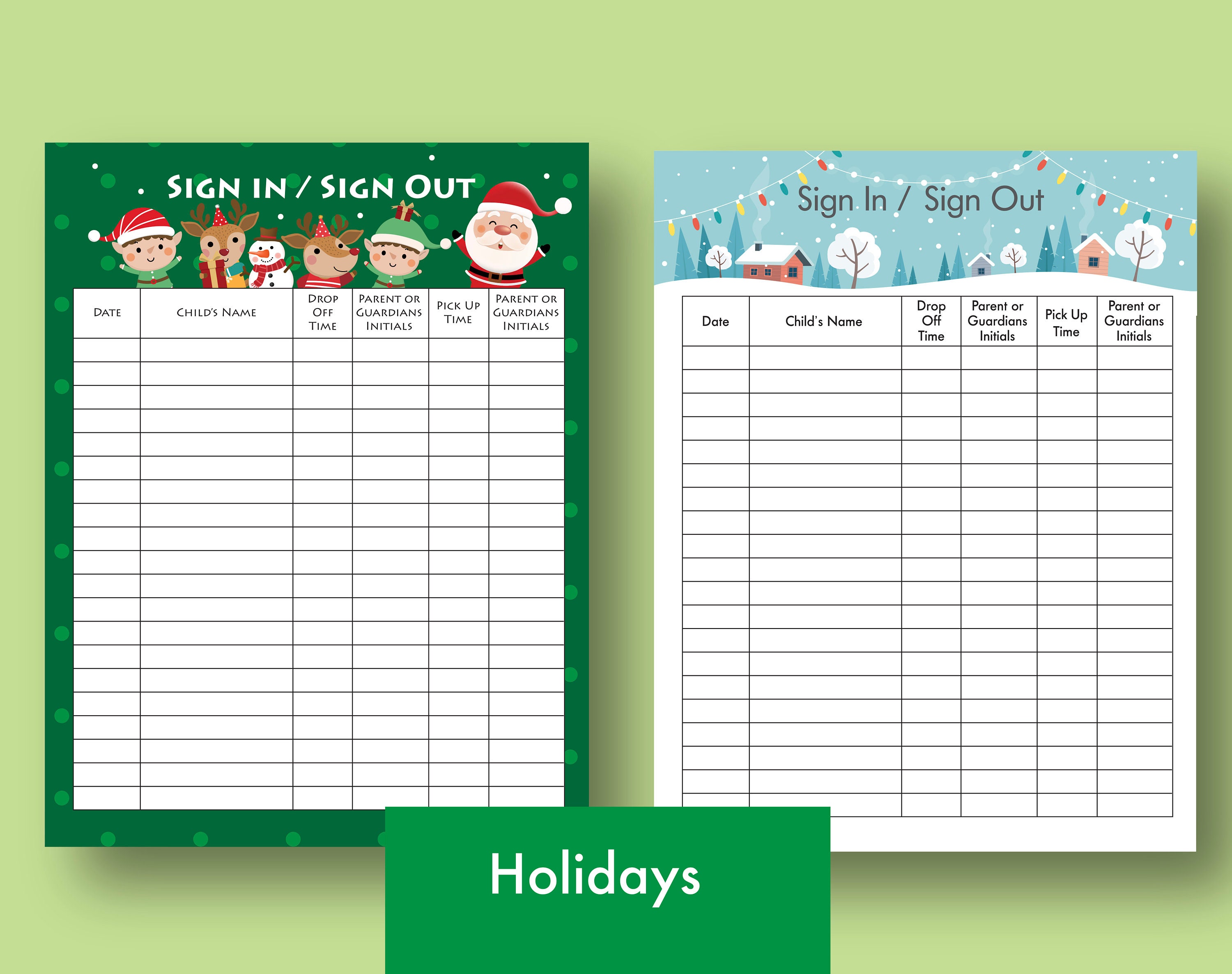 Year Round Daycare Sign in and Out Forms - Stay Organized With Style ...