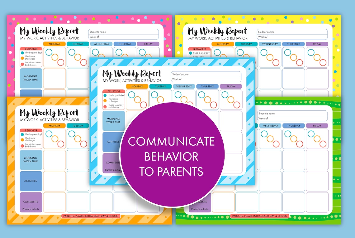 Daycare Behavior Chart: Printable Preschool Weekly Report ...