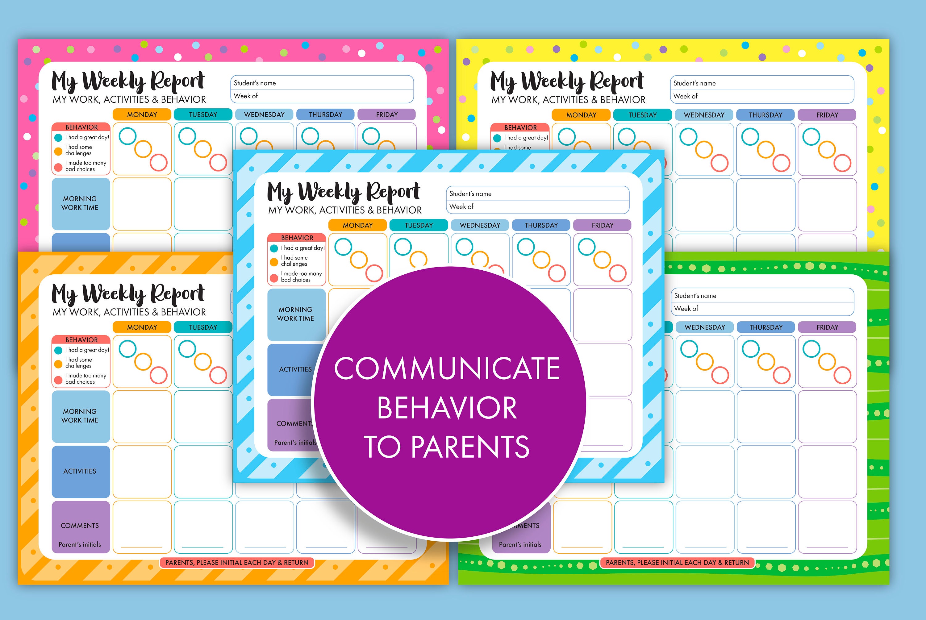 Daycare Behavior Chart: Printable Preschool Weekly Report ...