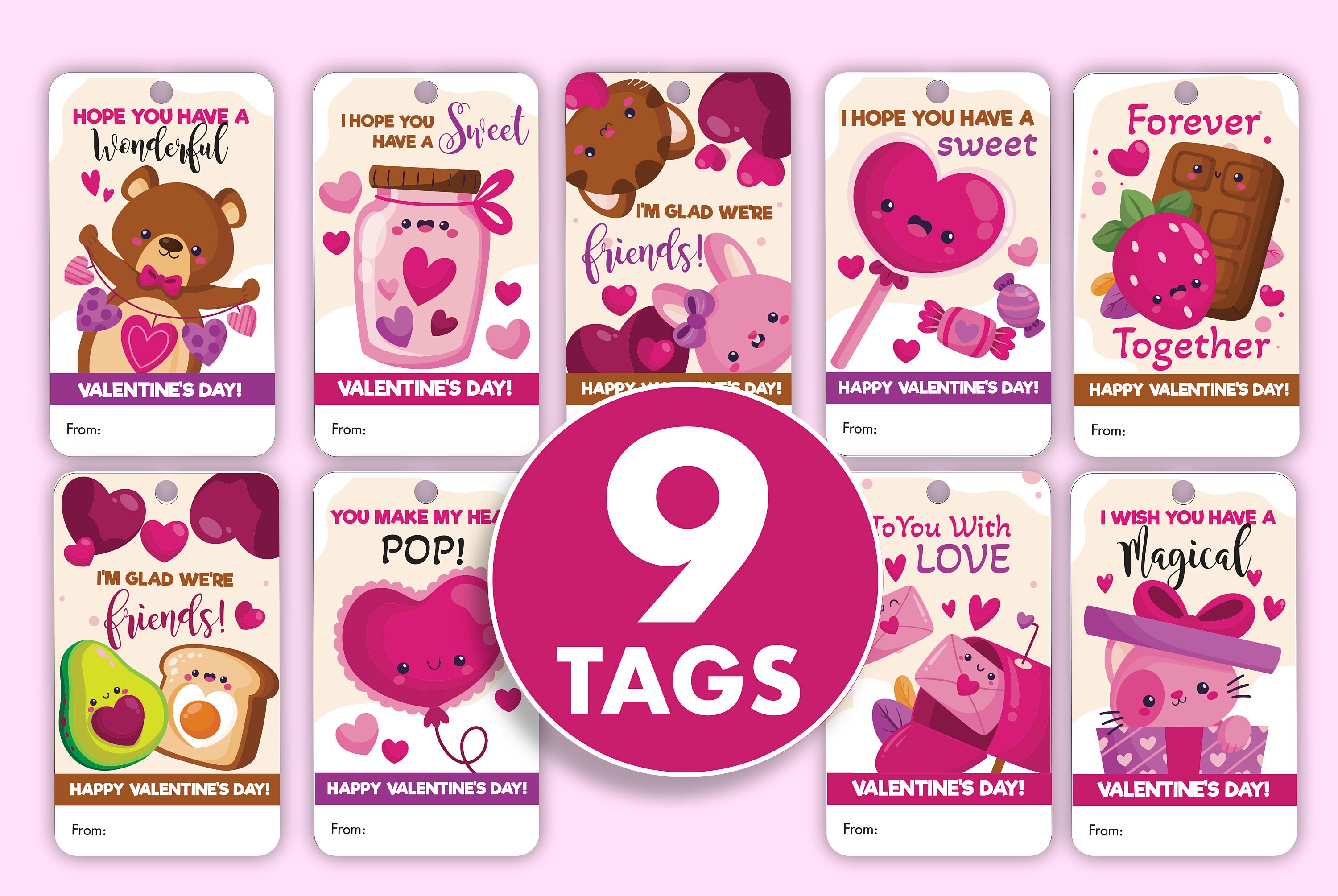 Cute Valentine Tag, Printable Valentine Tag, Love, Valentine Treat Tag ...