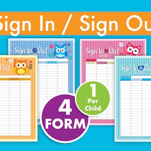 Sign in and Out Form for Daycare, School, Childcare, Home Daycare ...