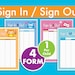Sign in and Out Form for Daycare, School, Childcare, Home Daycare ...