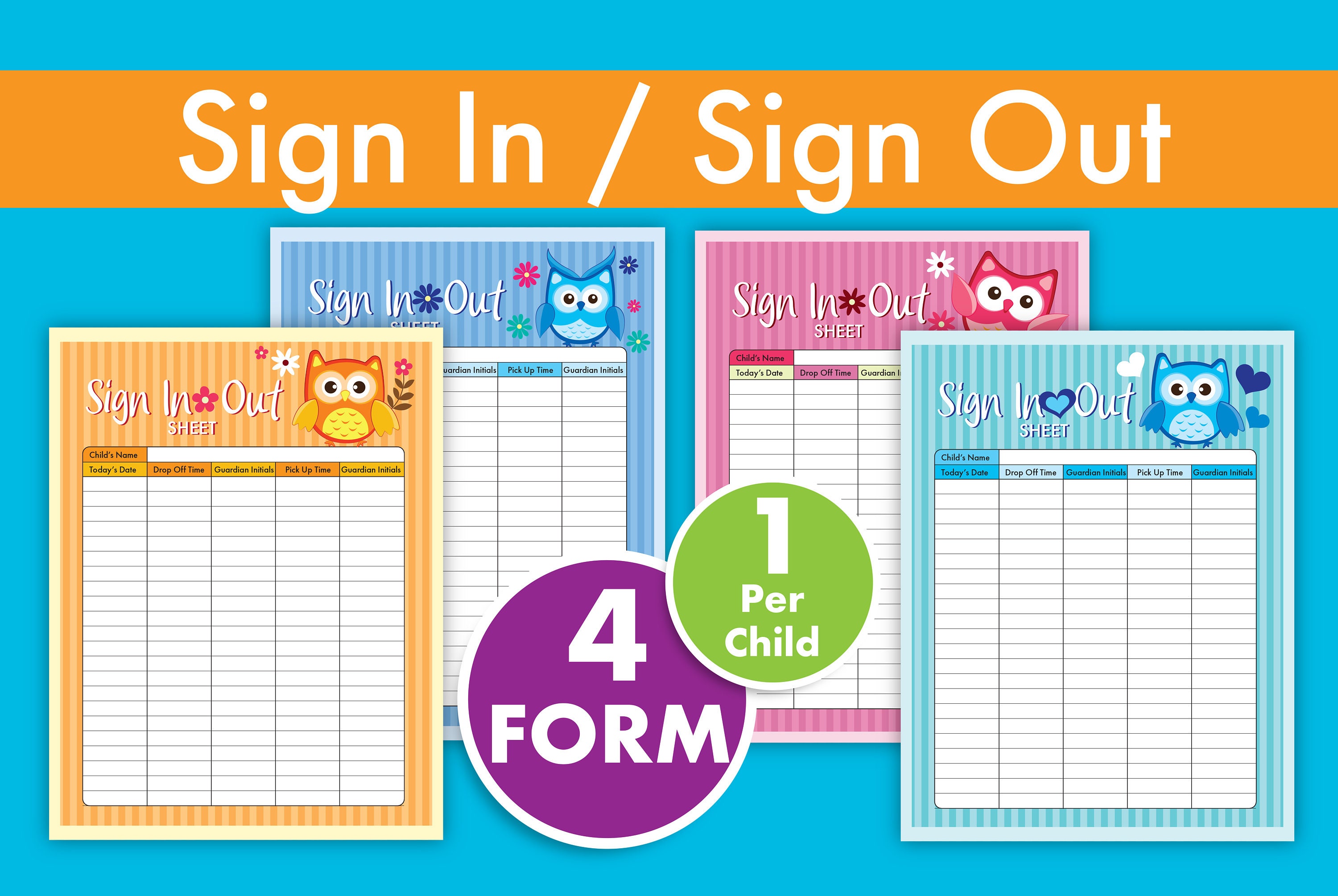 Sign in and Out Form for Daycare, School, Childcare, Home Daycare ...