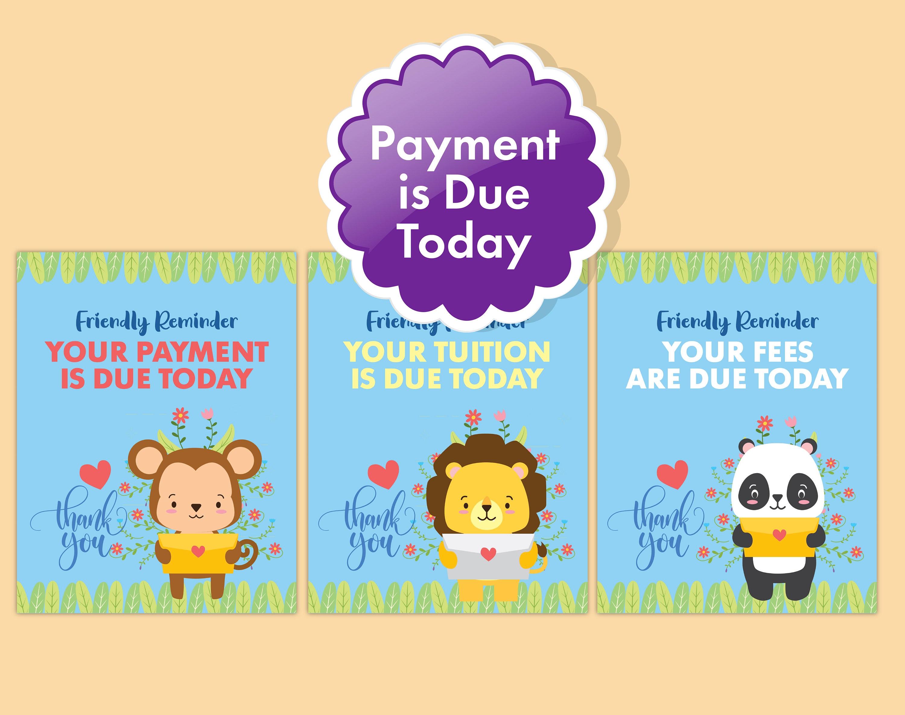 Payment Due Sign Poster for Childcare | Daycare Payment Reminder ...