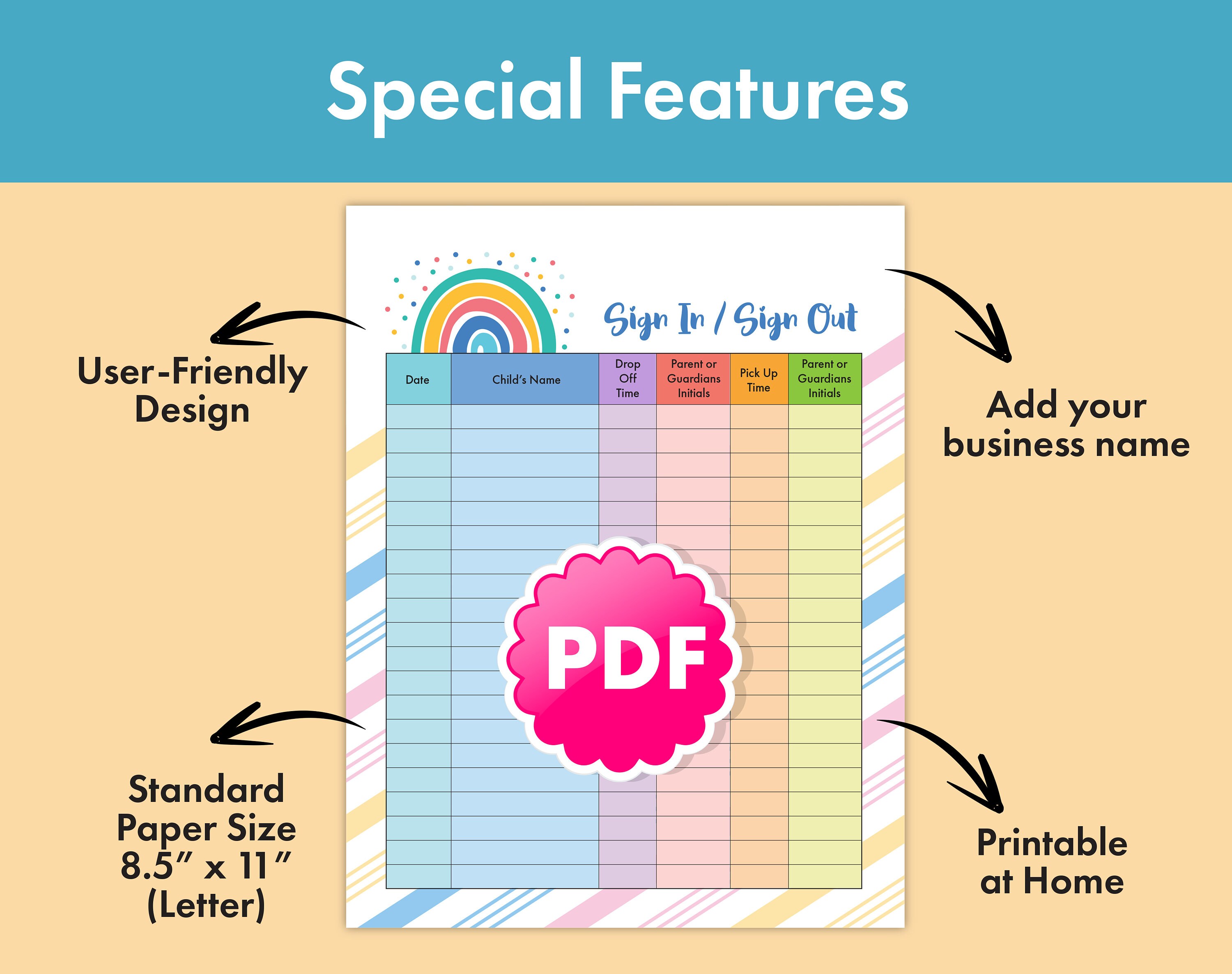 Make Attendance Fun With Our Colorful Rainbow Sign in and Sign Out ...