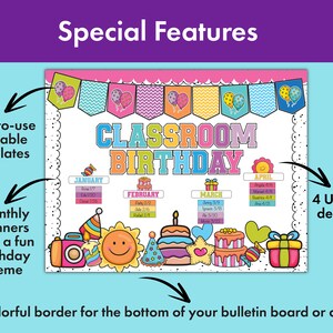 Birthday Bulletin Board Kit | Classroom Birthday Decor | Preschool ...