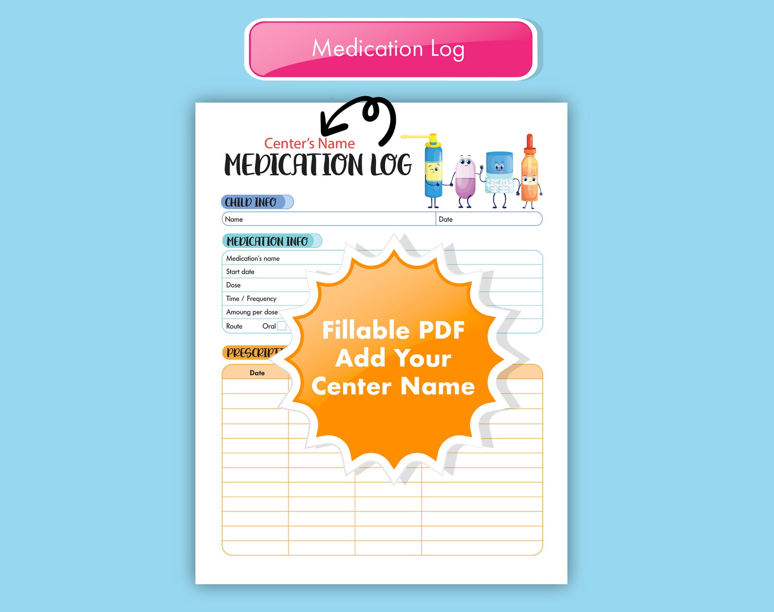 Daycare Medication Authorization Forms Bundle - Prescription and Non ...