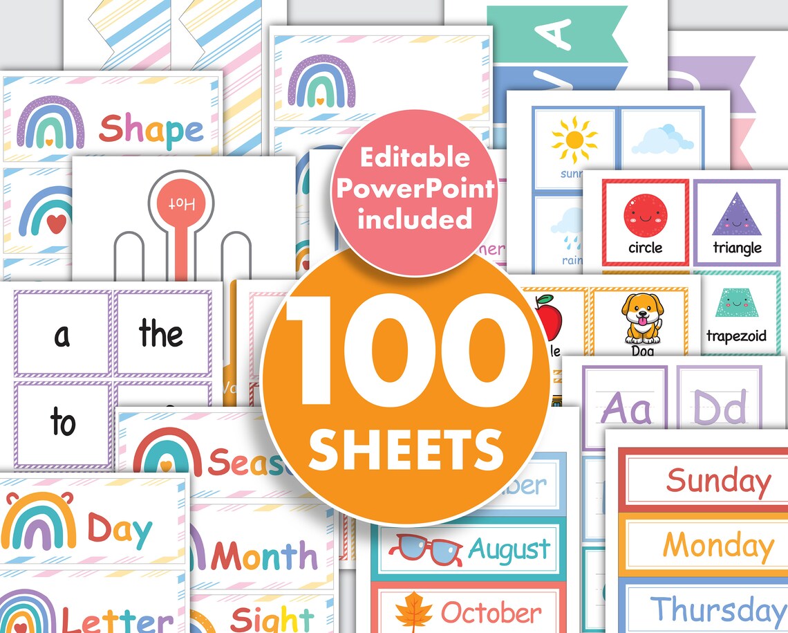 Rainbow Focus Wall Circle Time Board. Bulletin Board Kit. - Etsy