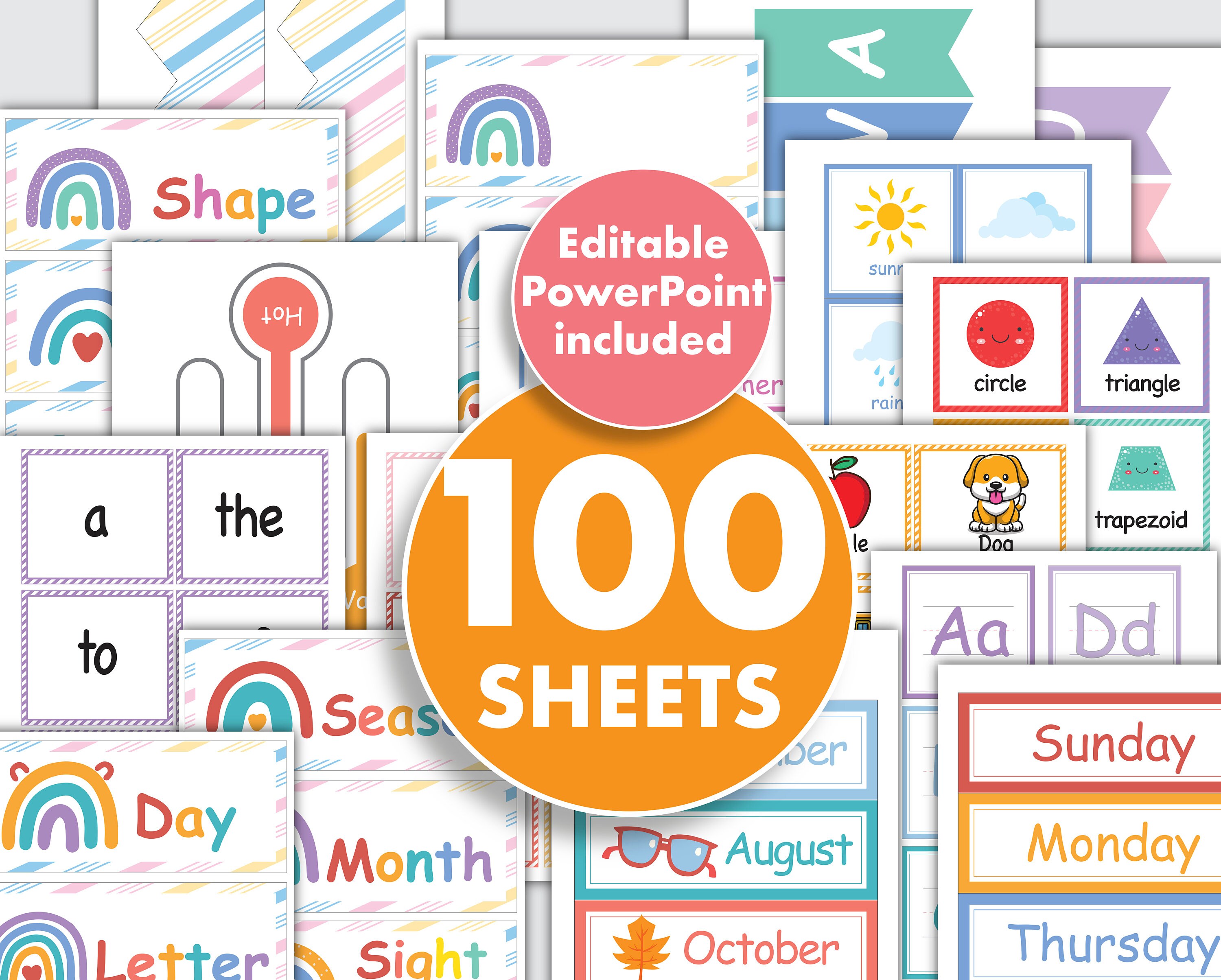 Rainbow Focus Wall Circle Time Board. Bulletin Board Kit. - Etsy