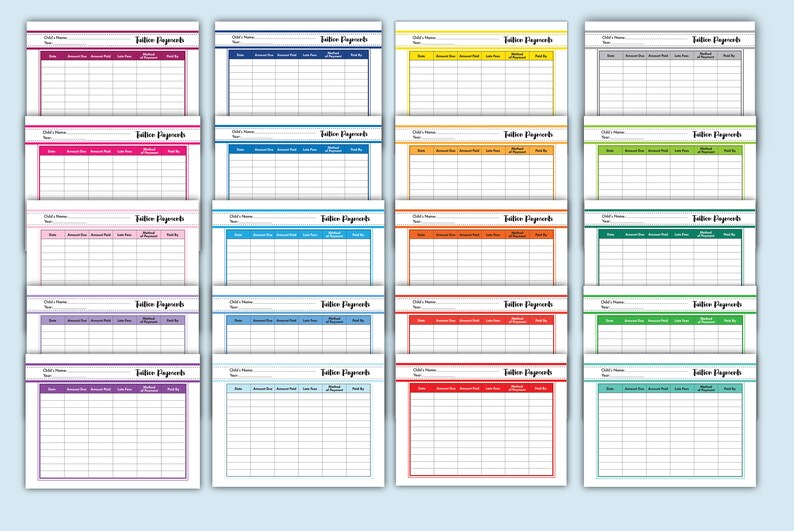 Tuition Payment Fillable. 20 Colorful Included. Fillable PDF - Etsy