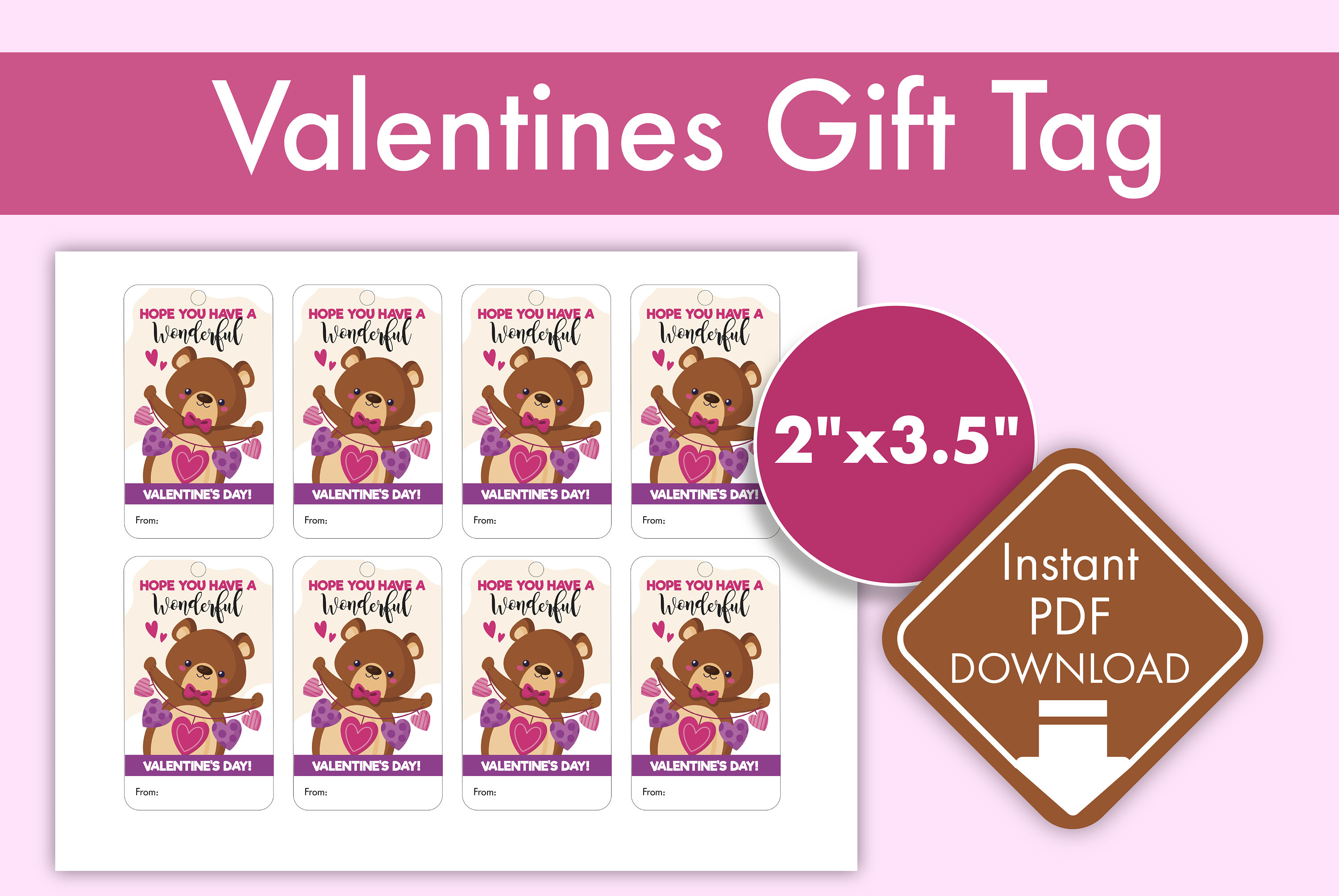 Cute Valentine Tag, Printable Valentine Tag, Love, Valentine Treat Tag ...