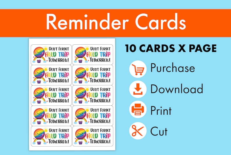 Colorful Reminder Cards, Daycare, Preschool, Childcare, Kids, Child ...