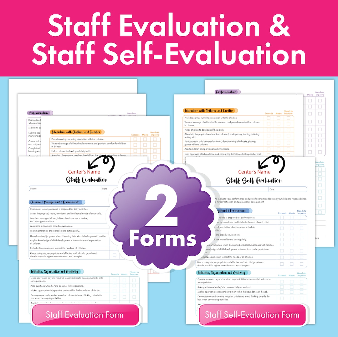 Daycare Staff Evaluation Kit: Employee Self-evaluation Forms for ...