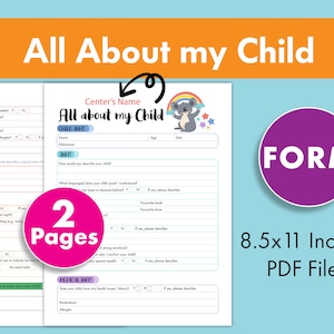 All About My Child Daycare Forms Get to Know My Child All - Etsy