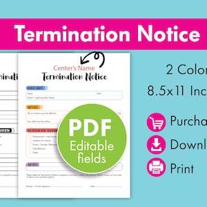 Daycare Termination Notice, Termination Policies, Termination Letter ...