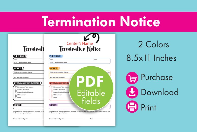 Daycare Termination Notice Termination Policies Termination - Etsy