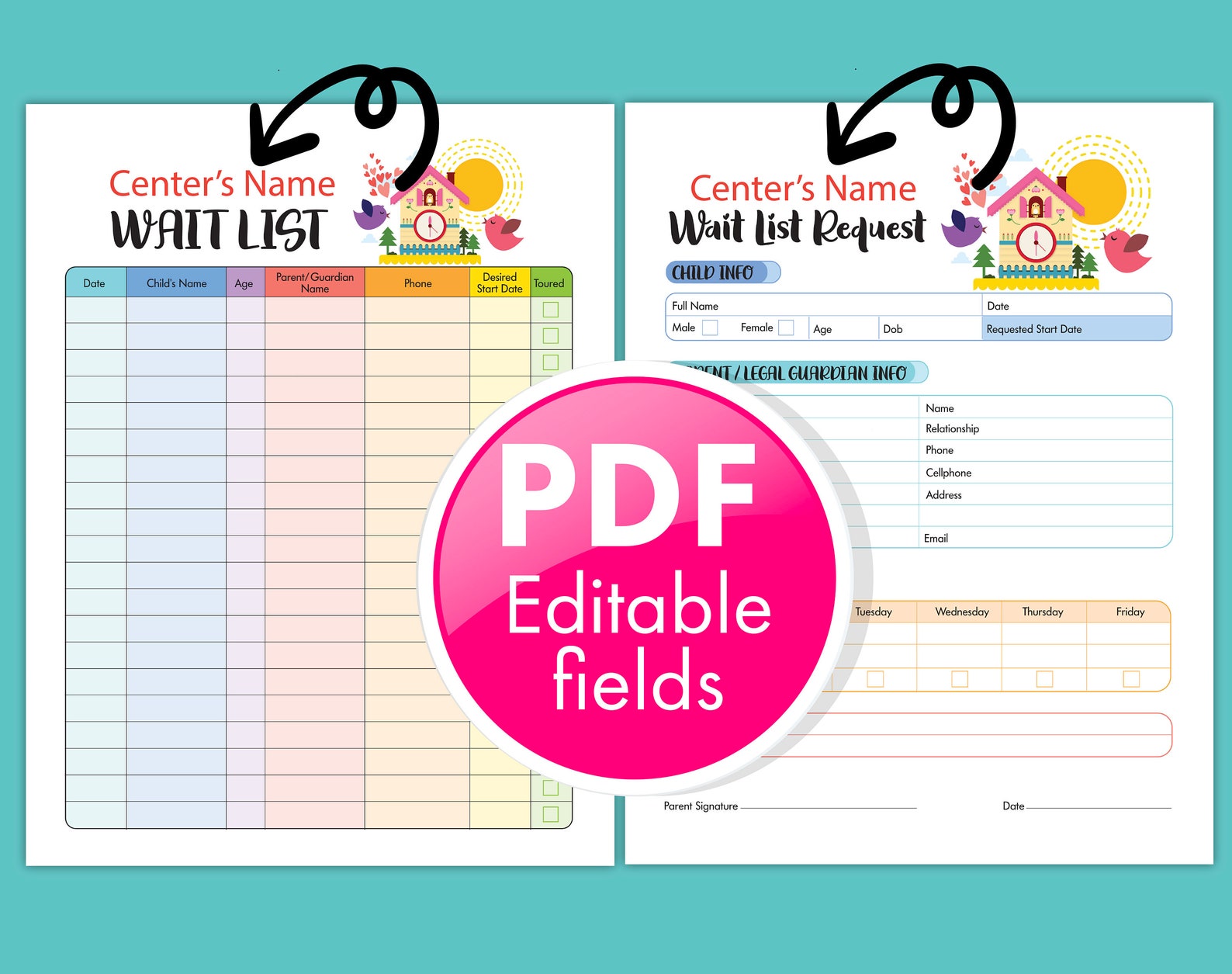 Childcare Waitlist Request Form - Ideal for Daycare, Preschool, In-home ...