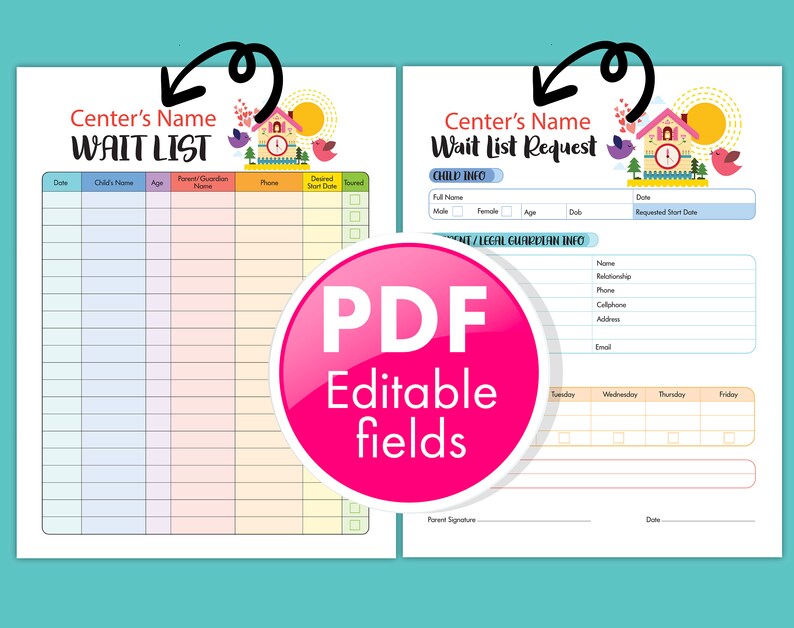 Childcare Waitlist Request Form - Ideal for Daycare, Preschool, In-home ...