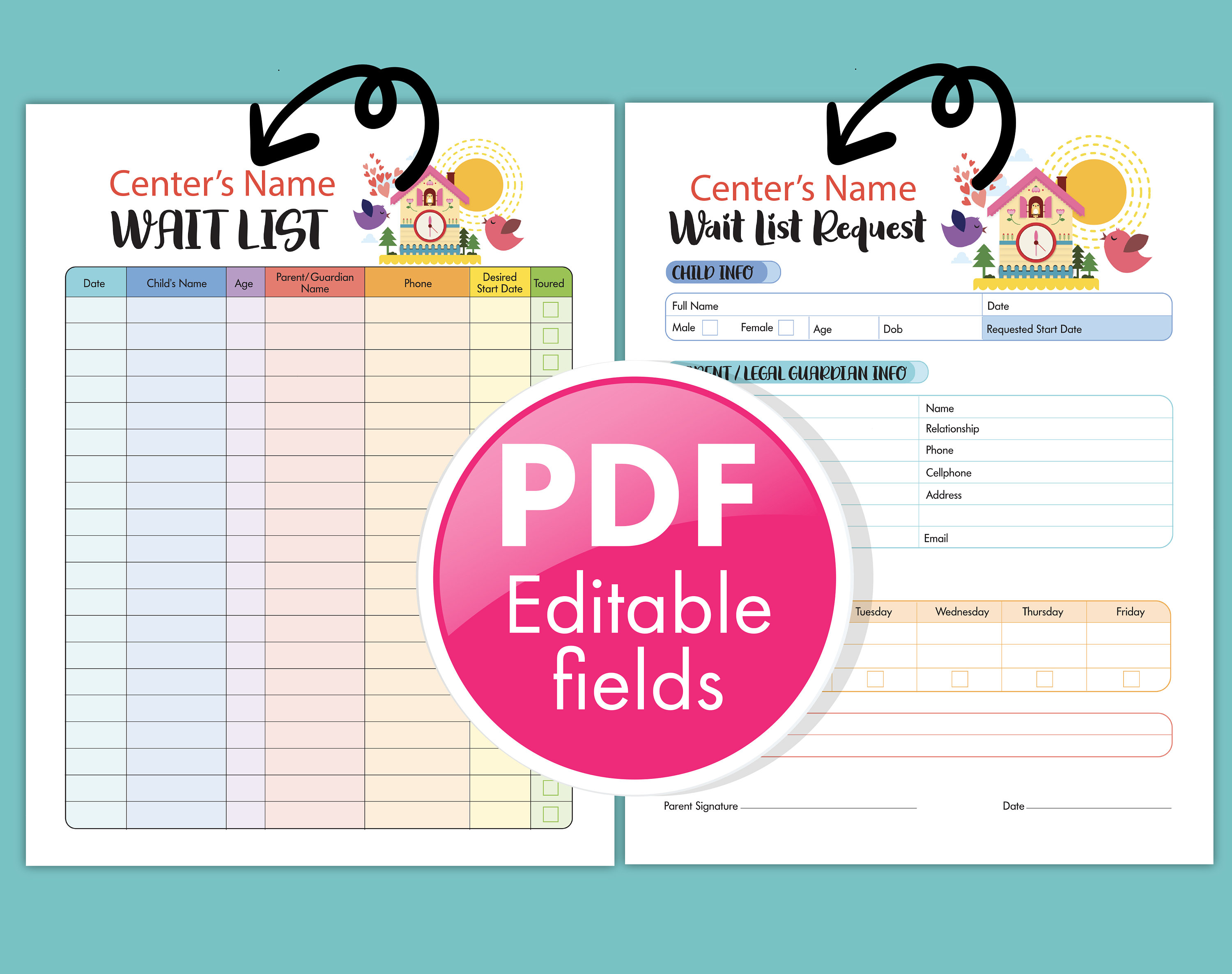Childcare Waitlist Request Form - Ideal for Daycare, Preschool, In-home ...