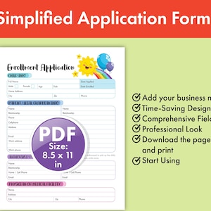 Simplified Enrollment Application Form - Streamline Your Daycare ...