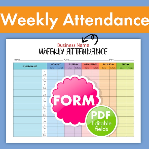 Attendance Sheet for Preschool - Etsy