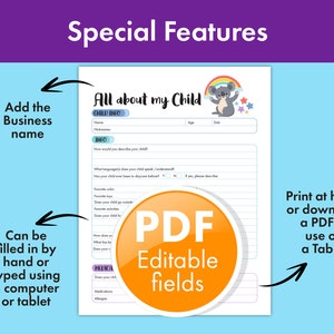 All About My Child Daycare Forms: Get to Know Me, Childcare & Preschool ...