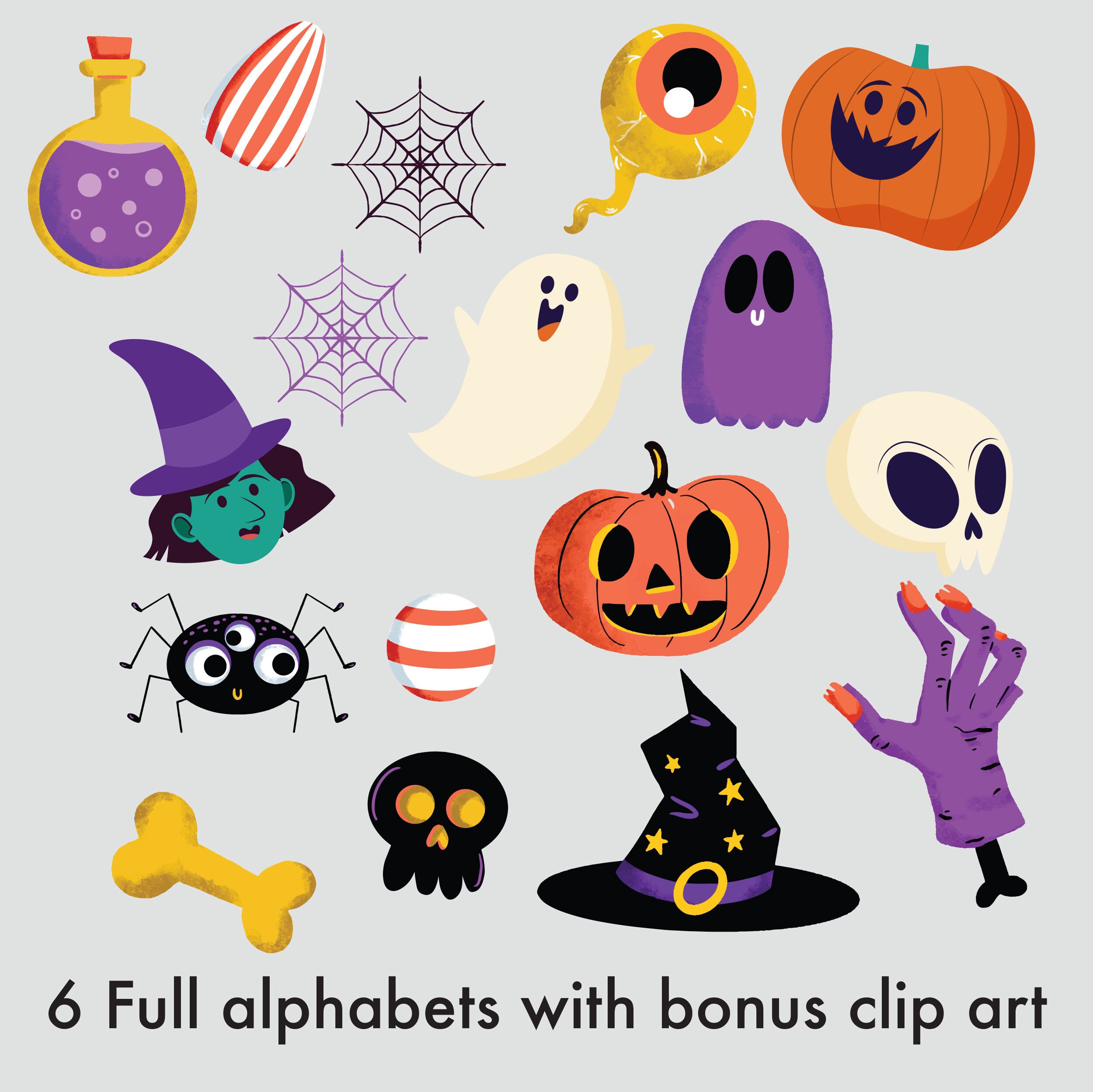 Halloween Doodle Letters, 6 PNG Designs, Instant Download, Digital ...