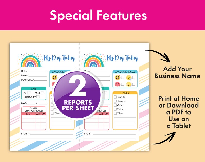 Daily Report Form for Daycare - Ideal for Nanny, Childcare Providers ...