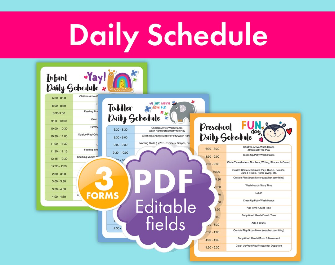 Daycare Daily Schedules for Infants, Toddlers, and Preschoolers ...